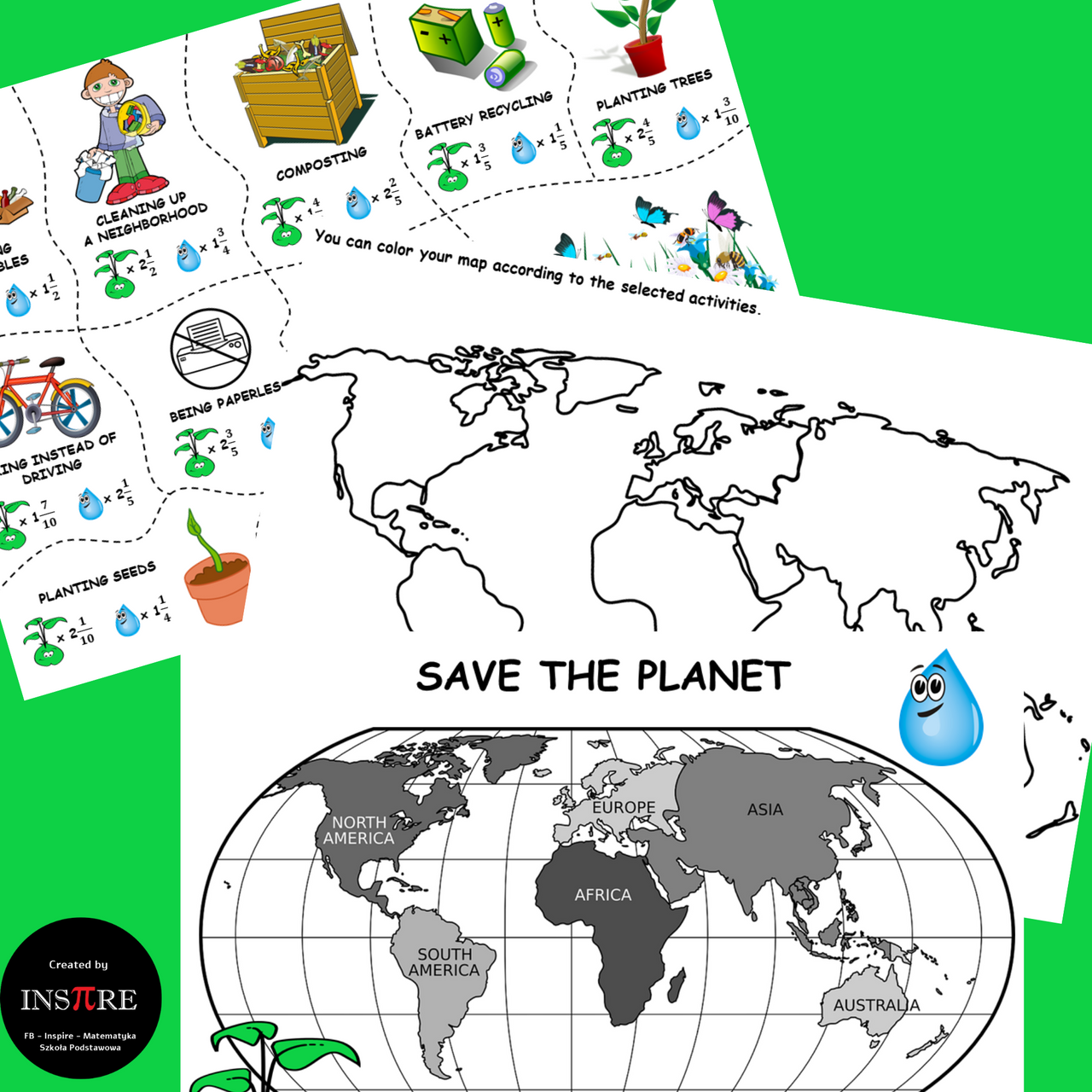 Earth Day Math Project Based Learning SAVE the PLANET Fractions ...