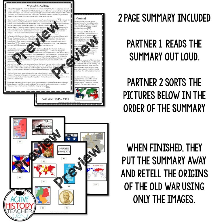 Origins of the Cold War Visual Summary - Hands-on Activity (baggies ...