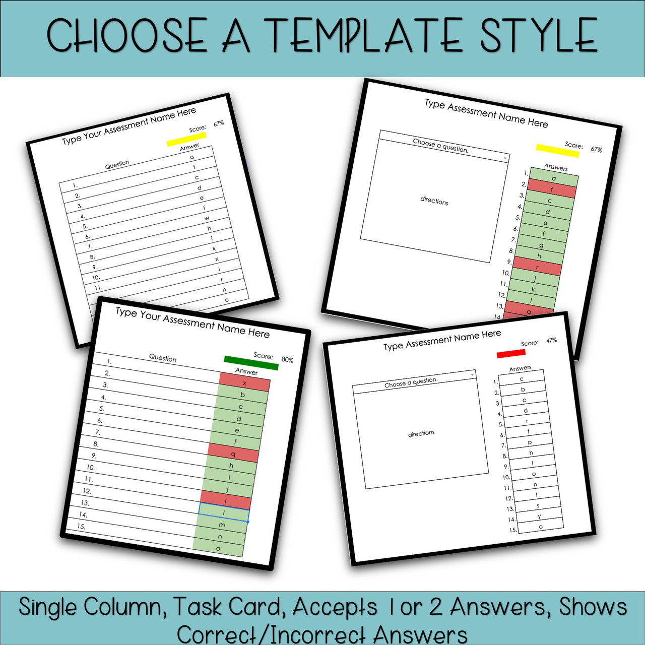 15 Question Self-Grading Assessment Templates for Google Sheets - Amped ...