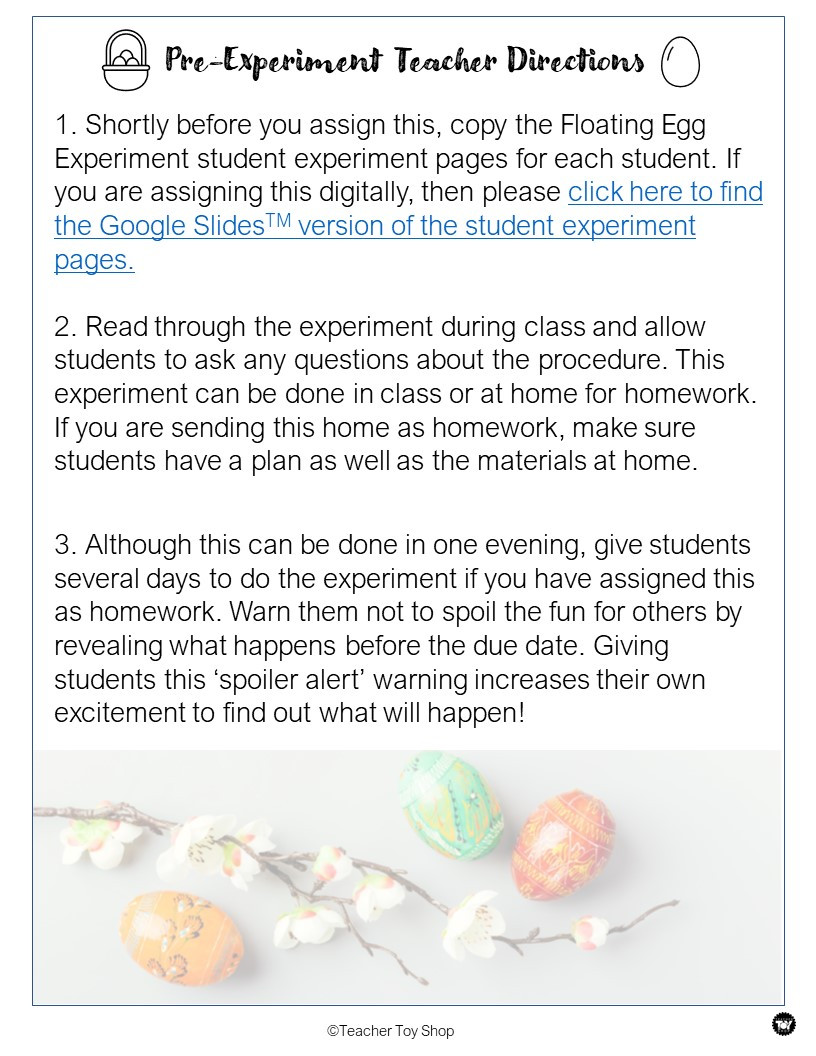Spring Buoyancy and Density Egg Lab | Google Slides™ + print - Amped Up ...