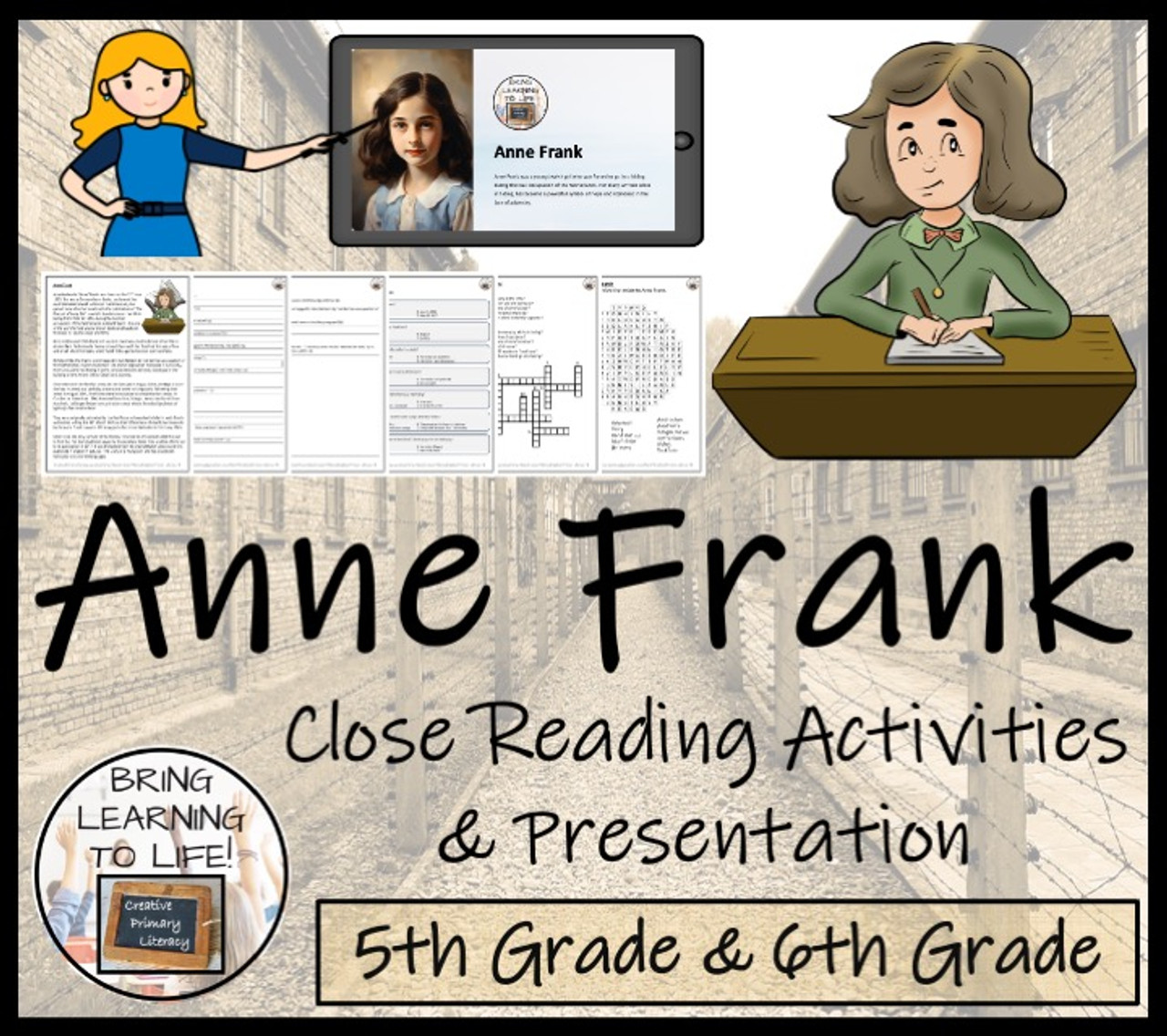 Anne Frank Close Reading Comprehension Activities | 5th Grade & 6th ...