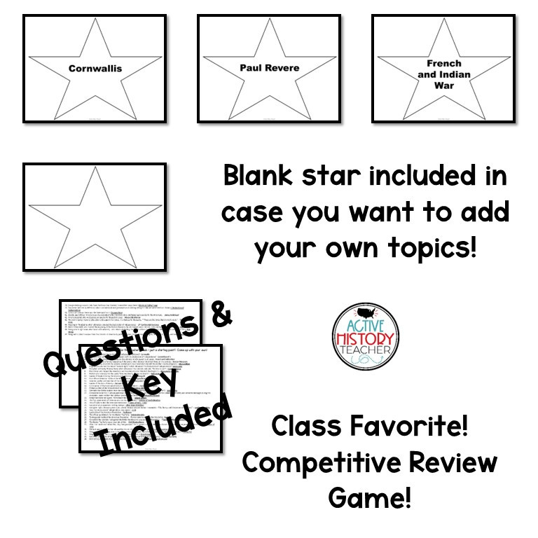 American Revolution Review Game Swat the Star