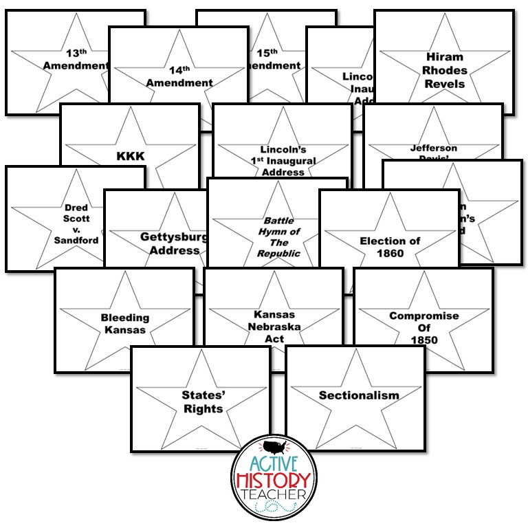Civil War and Reconstruction Review Game Swat the Star