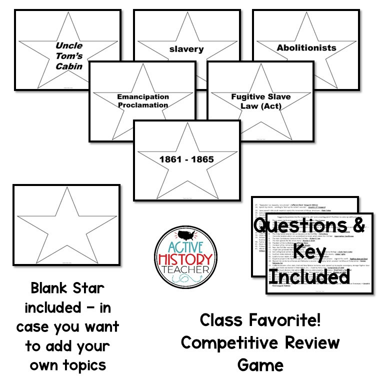 Civil War and Reconstruction Review Game Swat the Star