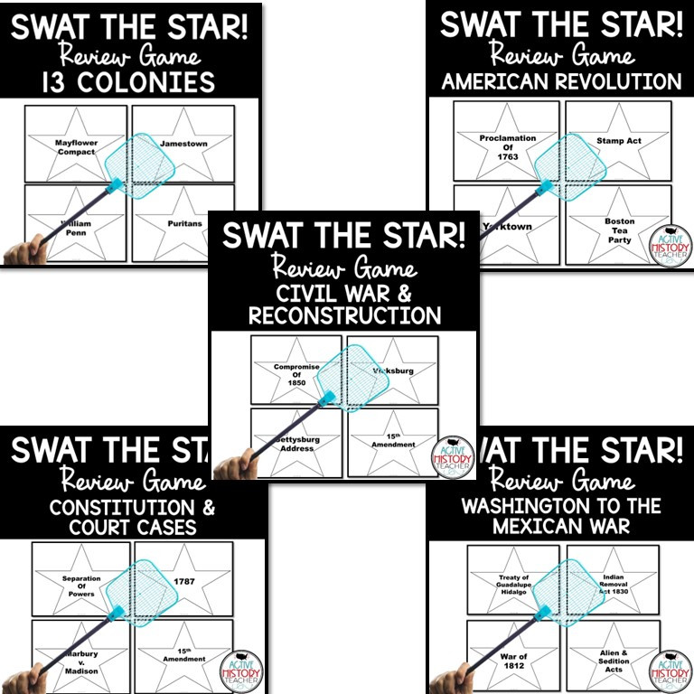 US History Review Game Bundle Swat the Star