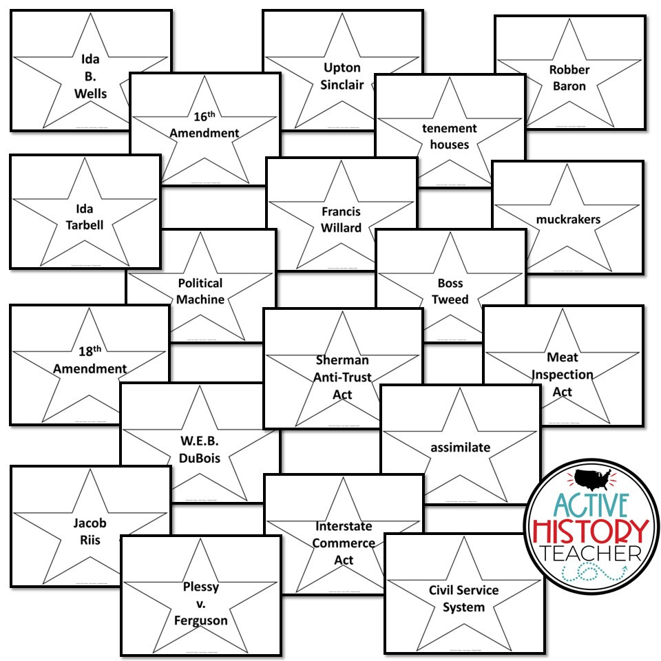 Gilded Age Progressive Era Review Game Swat the Star EOC Review - Amped ...