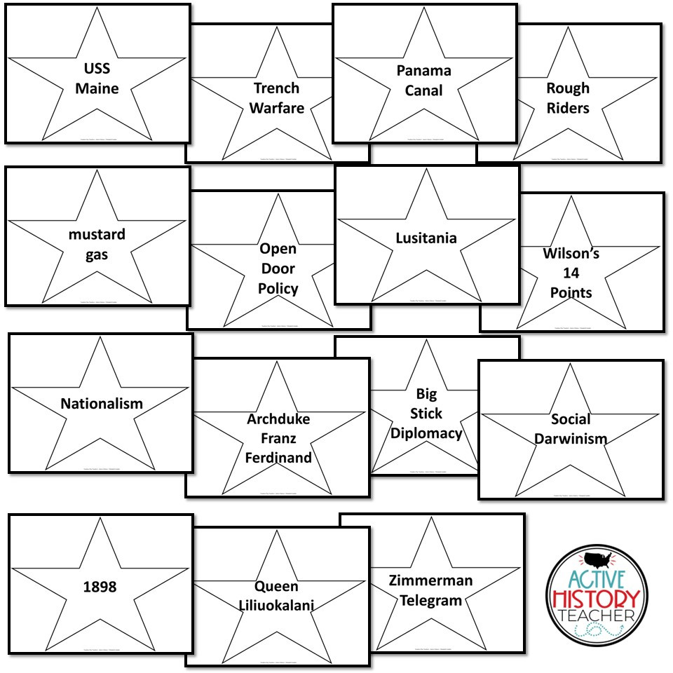 US Imperialism and WWI World War I Review Game Swat the Star EOC Review ...