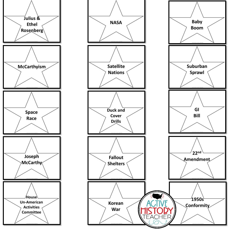 Early Cold War and 1950s Review Game Swat the Star EOC Review - Amped ...