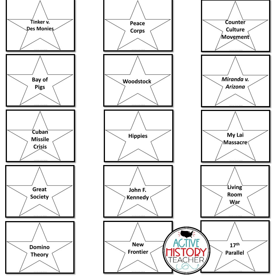 Vietnam War and 1960s Review Game Swat the Star EOC Review - Amped Up ...