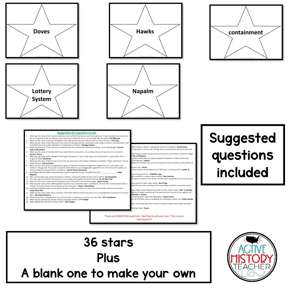 Vietnam War and 1960s Review Game Swat the Star EOC Review - Amped Up ...