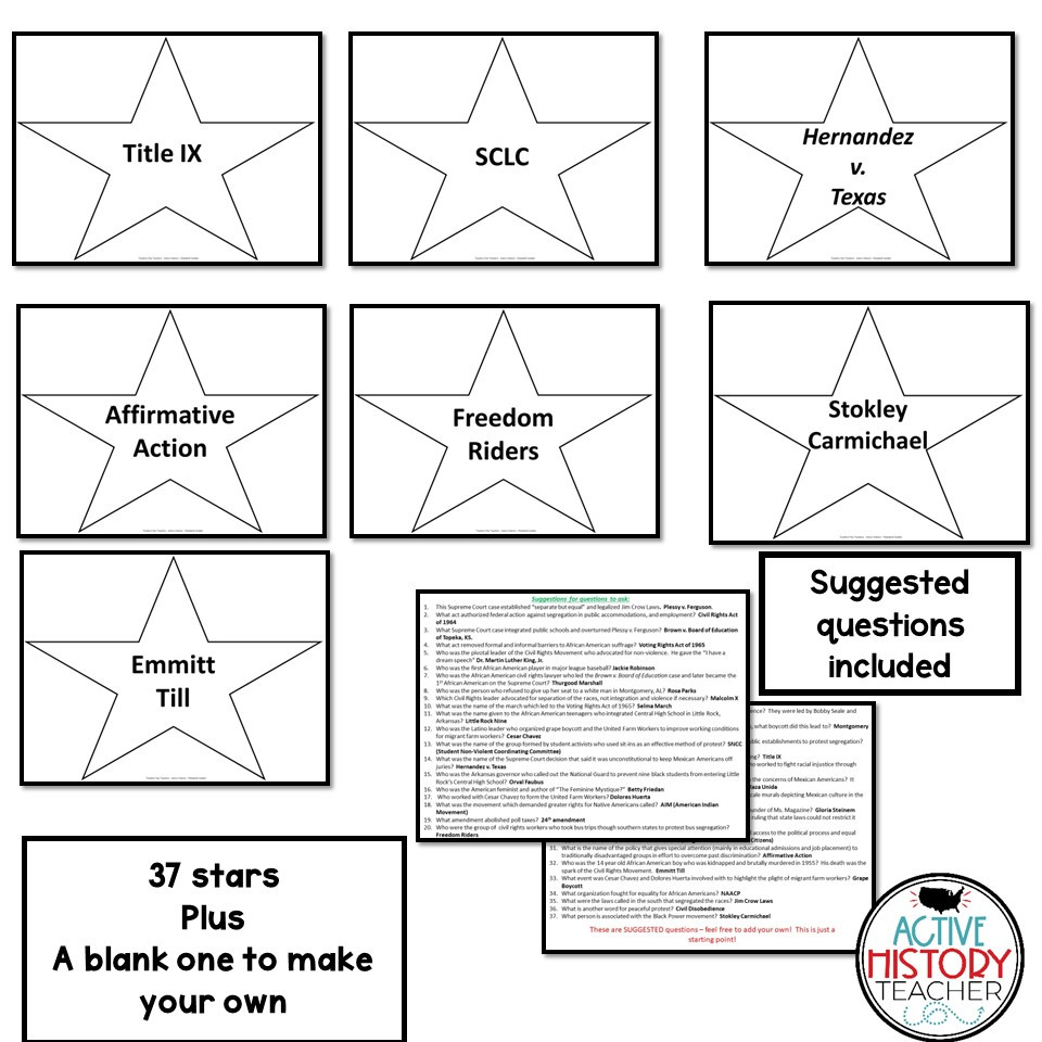 Civil Rights Review Game Swat the Star EOC Review - Amped Up Learning