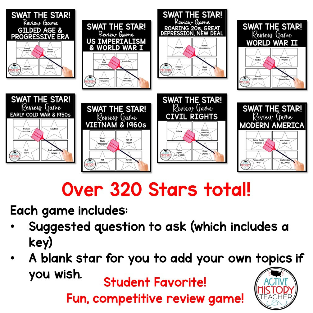US History Review Game Swat the Star BUNDLE EOC STAAR Review - Amped Up ...