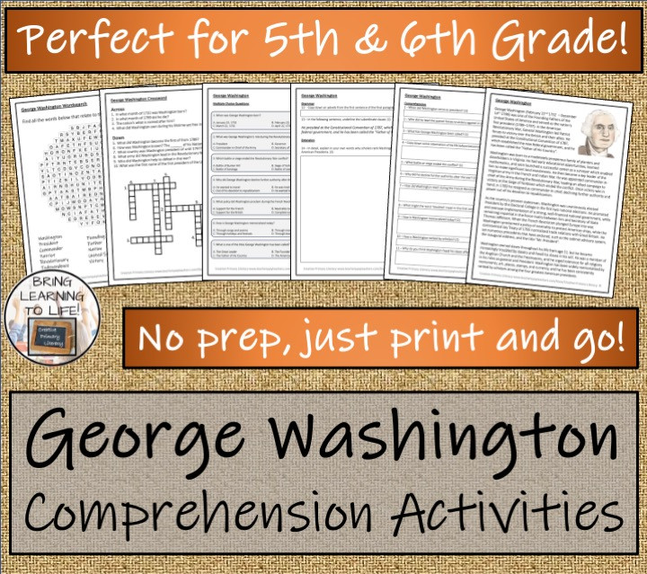 George Washington Close Reading Comprehension Activities | 5th Grade ...
