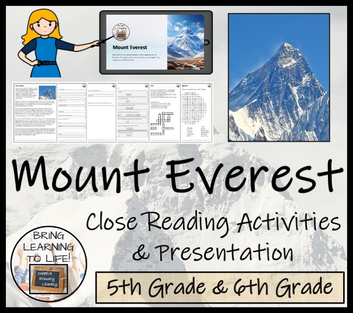 Mount Everest Close Reading Comprehension Activities | 5th Grade & 6th ...