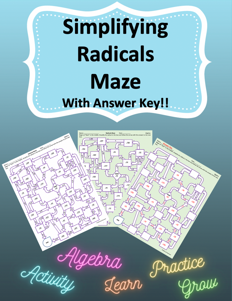 Simplifying Radicals Maze Activity simplifying-radicals-maze-activity