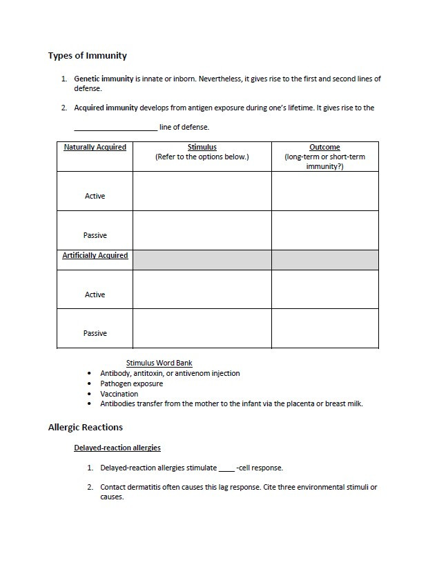 Immune System Study Guide