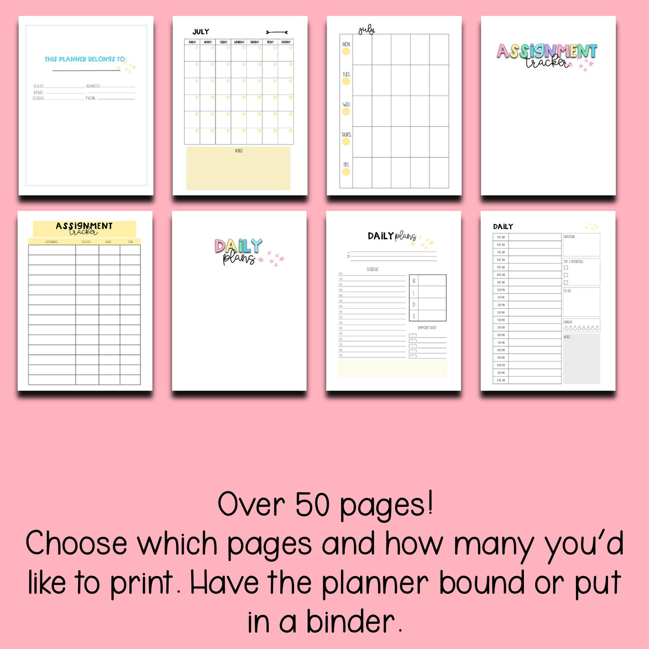 Printable Student Planner Undated