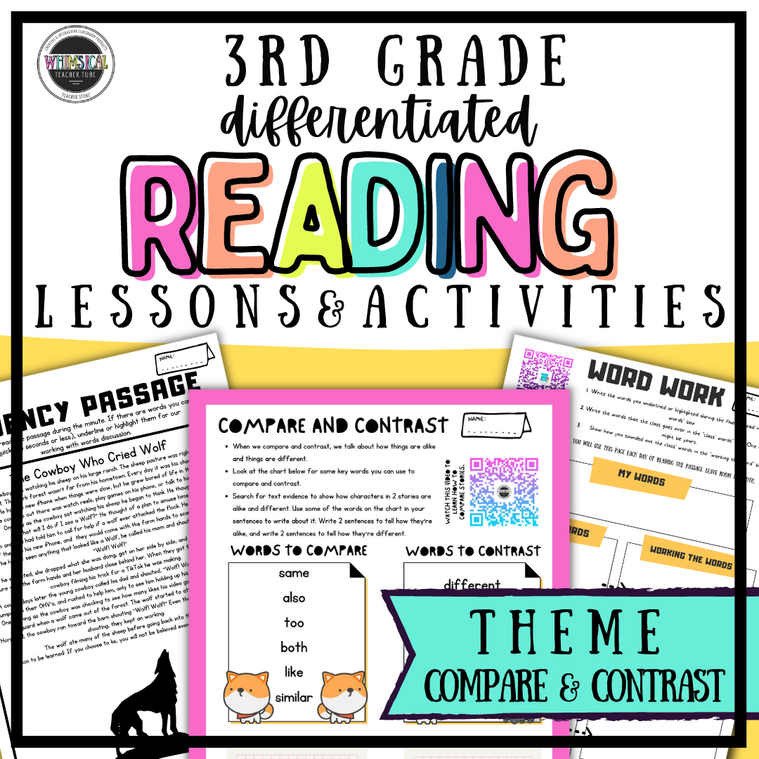 3rd Grade Differentiated Reading and Writing Lessons and Activities -Wolves