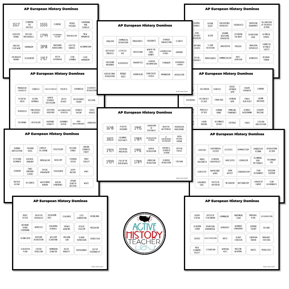 AP European History Review Game Dominos
