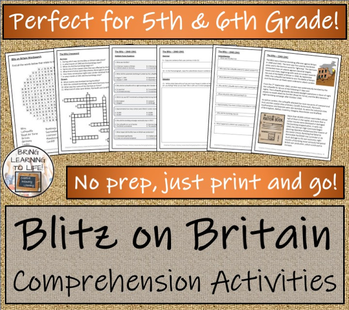 Blitz on Britain World War II Close Reading Comprehension | 5th & 6th ...