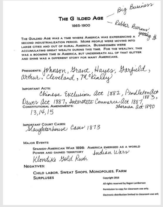 US History 1877 to Present Time Period Sheets STAAR EOC Prep - Amped Up ...