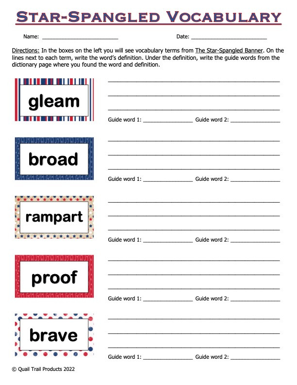 Star-Spangled ELA Worksheets