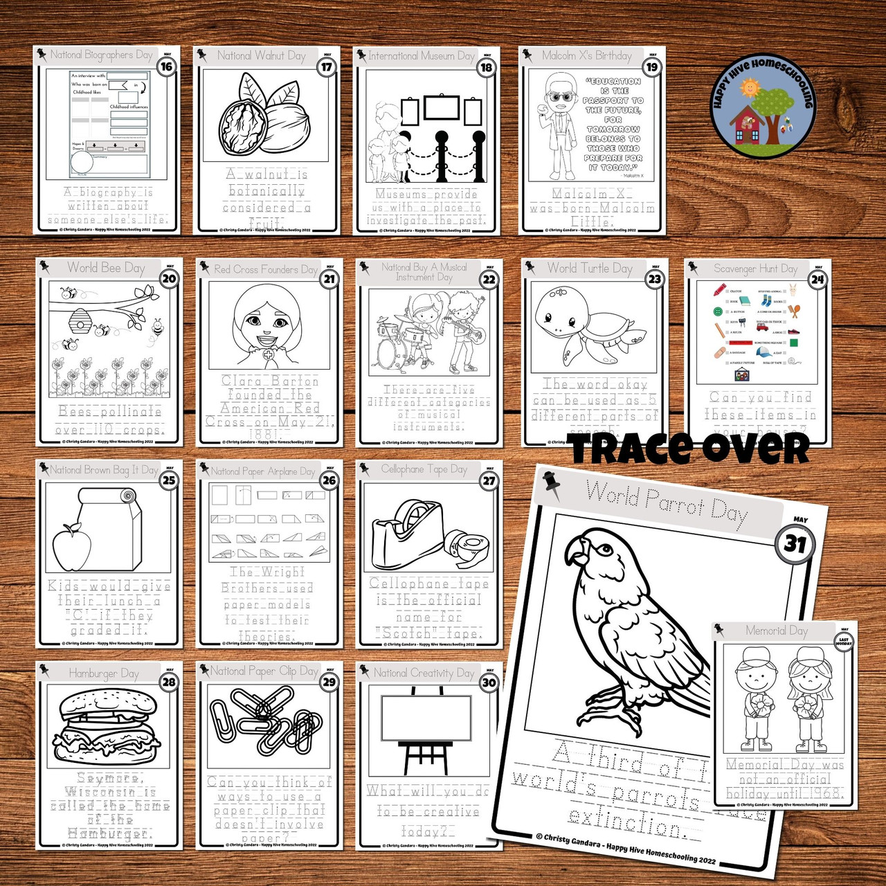May Copywork Printables - Trace Over - Amped Up Learning
