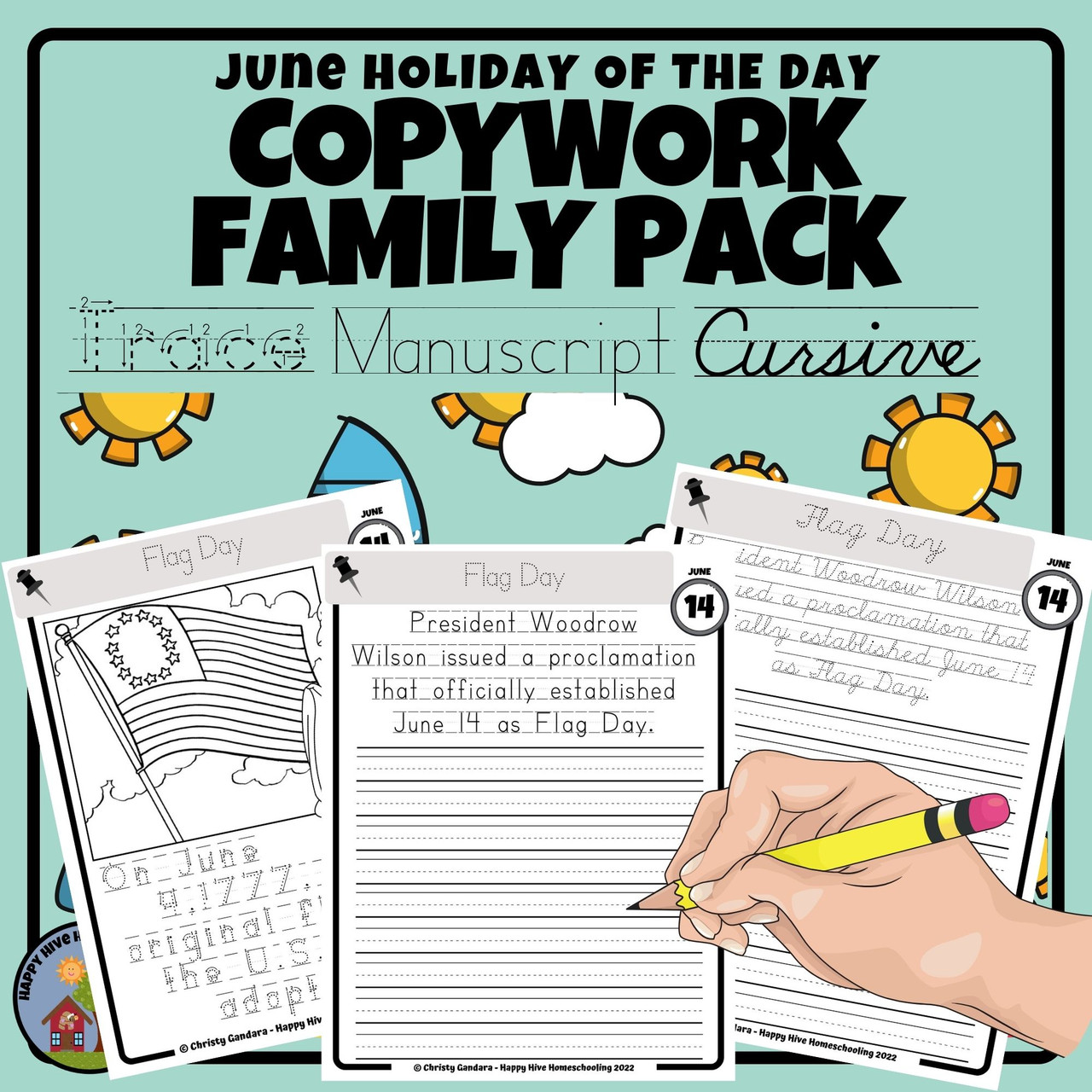 June Copywork Printables - Family Pack
