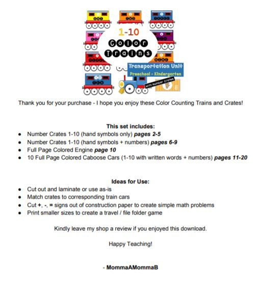 Color Trains with Counting Cars 1-10 - Amped Up Learning