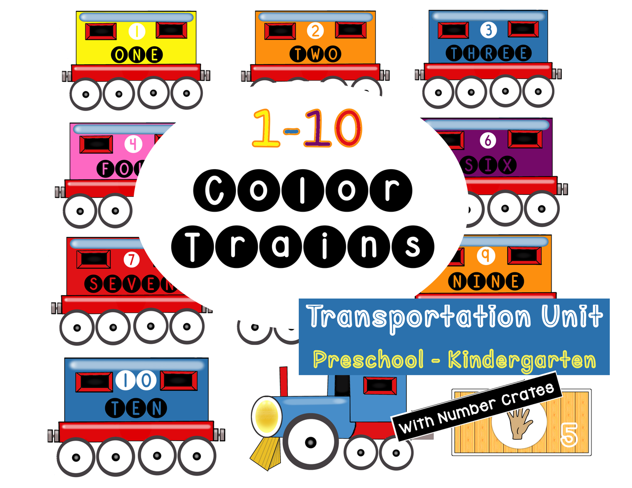 Color Trains with Counting Cars 1-10 - Amped Up Learning
