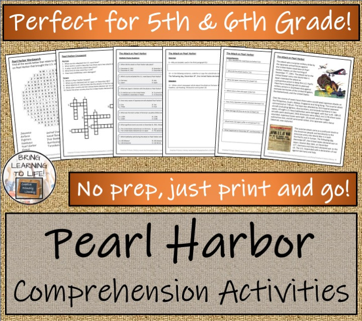 Attack on Pearl Harbor Close Reading Comprehension Activities | 5th ...