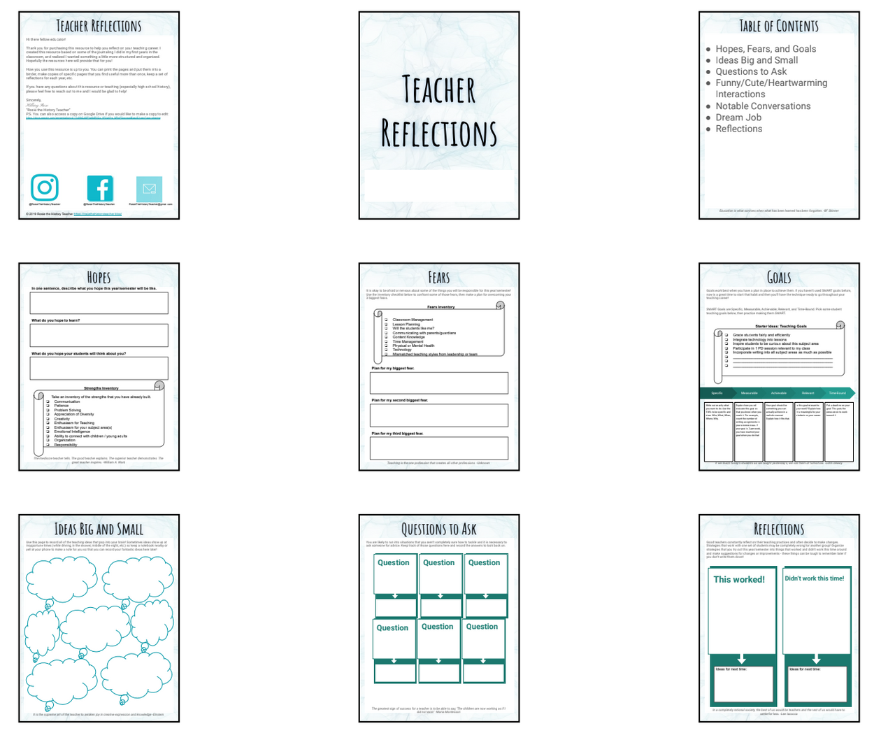 Teacher Reflection Journal Pages - Amped Up Learning
