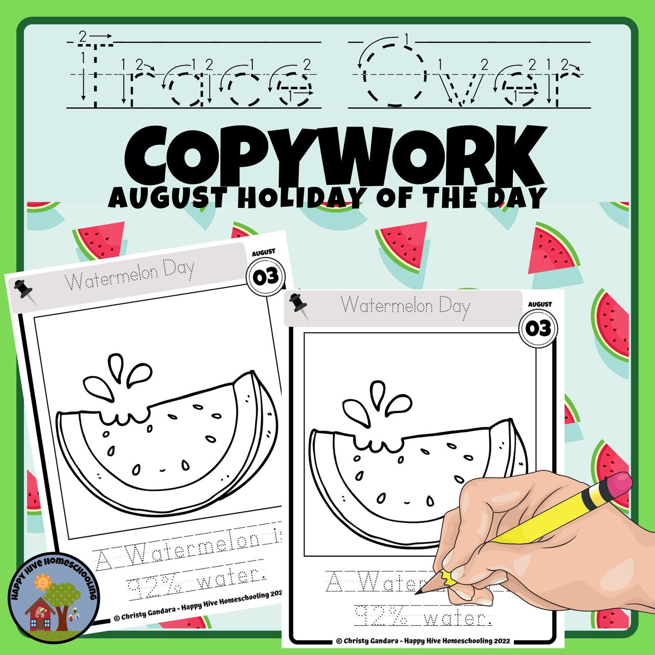 August Copywork Printables - Trace Over - Amped Up Learning