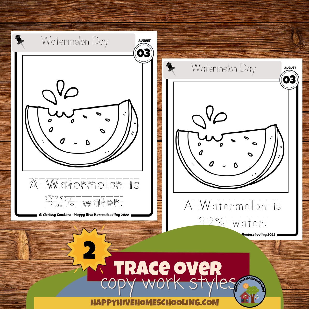 August Copywork Printables - Family Pack - Amped Up Learning