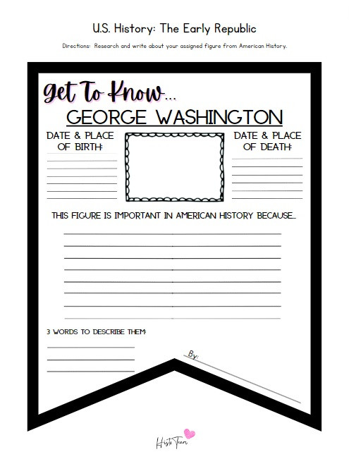 US History Important People Research Pennants For The Entire Year