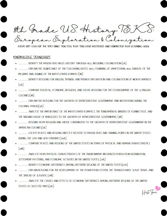 U.S. History T.E.K.S. 8th Grade For Texas Classrooms