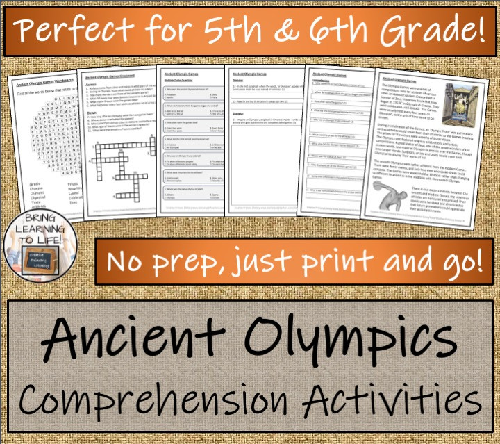 Ancient Olympic Games Close Reading Comprehension Activities | 5th ...