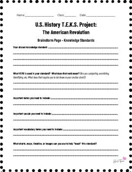 8th Grade US History American Revolution TEKS Project - Amped Up Learning