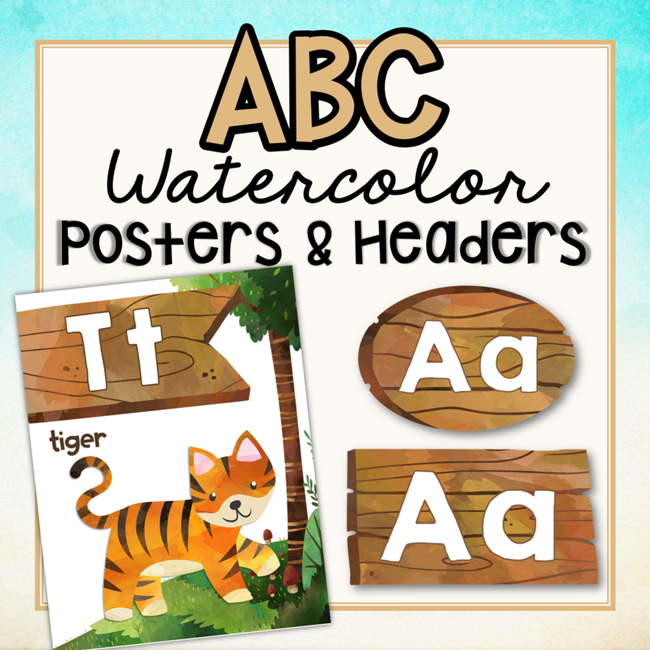 Animal Watercolor Word Wall Headers & Alphabet Posters - Amped Up Learning