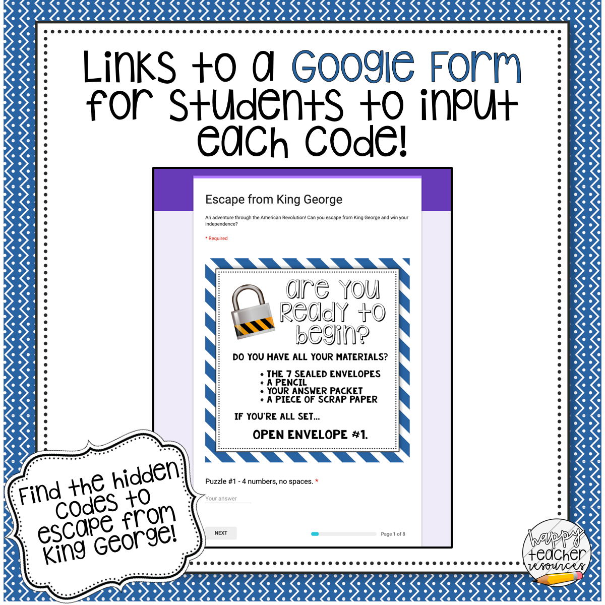 Escape From King George! American Revolution Escape Room