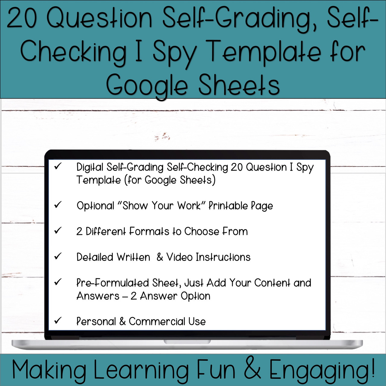 Template for Google Sheets - 20 Question - I Spy Digital Activity ...