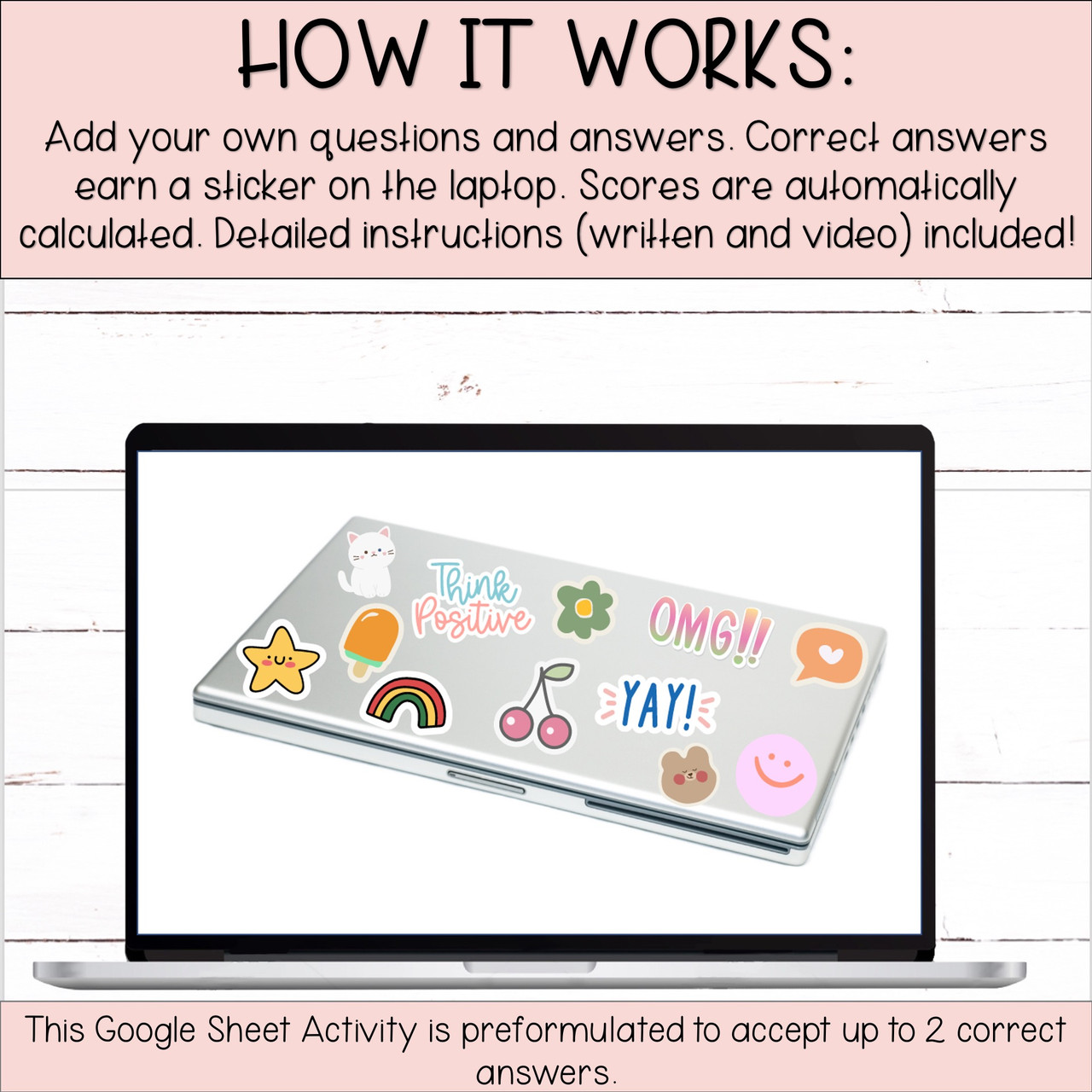 10 Question Self-Grading Self-Checking Laptop Sticker Progression ...