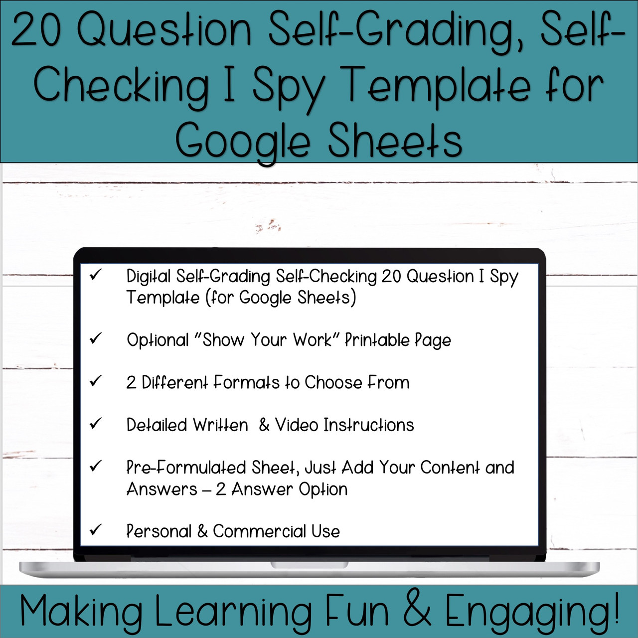 Template for Google Sheets - 20 Question Digital Activity - Self ...