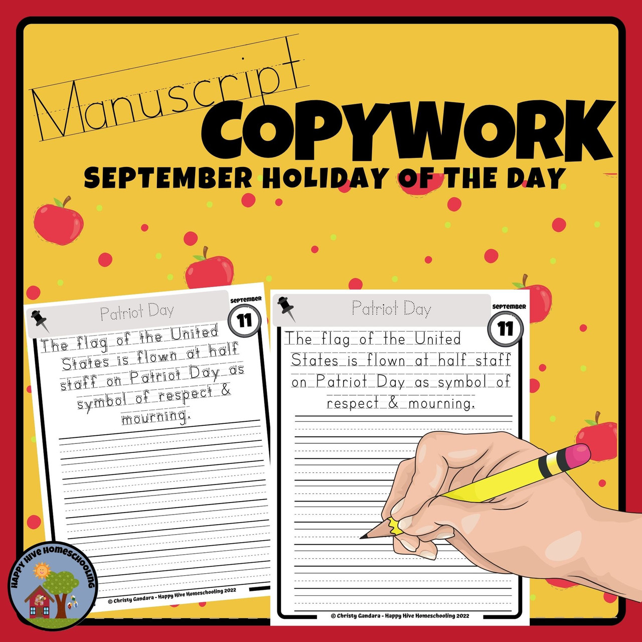 September Copywork Printables - Manuscript - Amped Up Learning