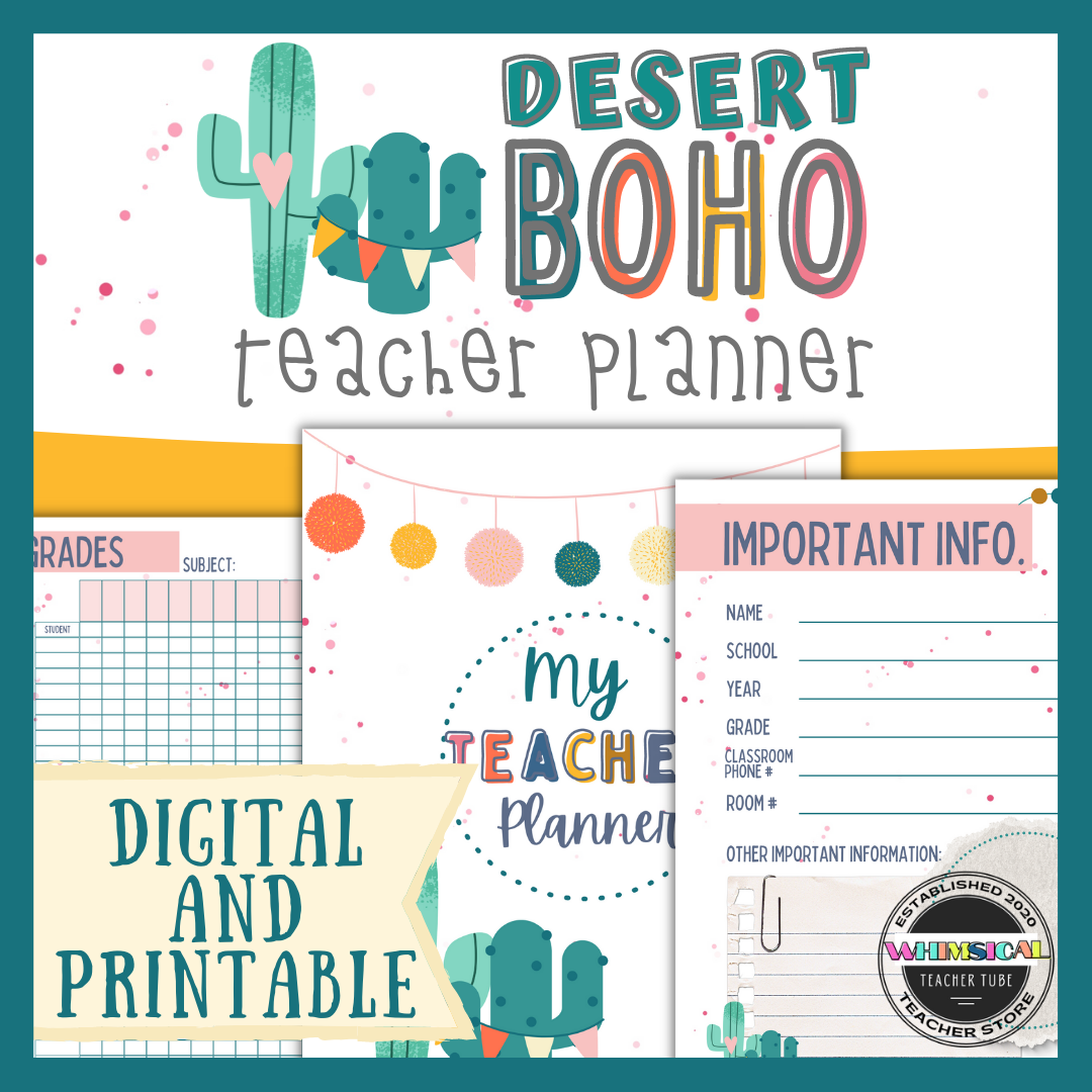 Desert Boho Printable and Digital Teacher Planner