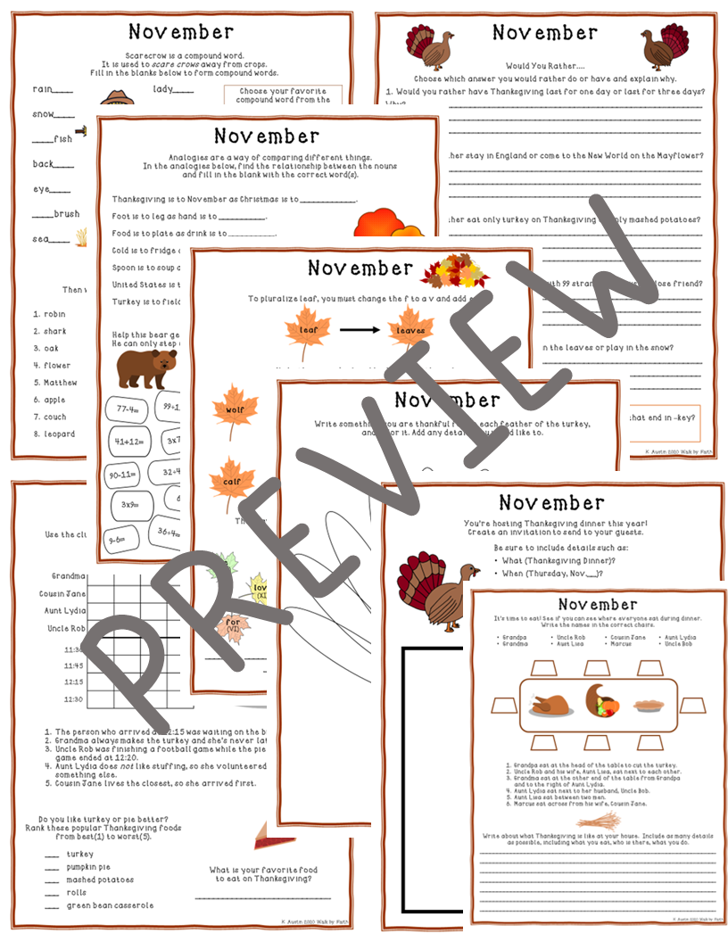 November Activity Pack