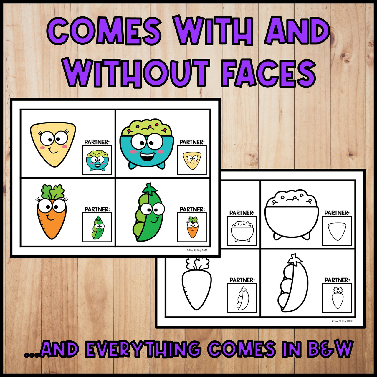 Partner Cards for Partner Work | Food Pairs for Picking Partners
