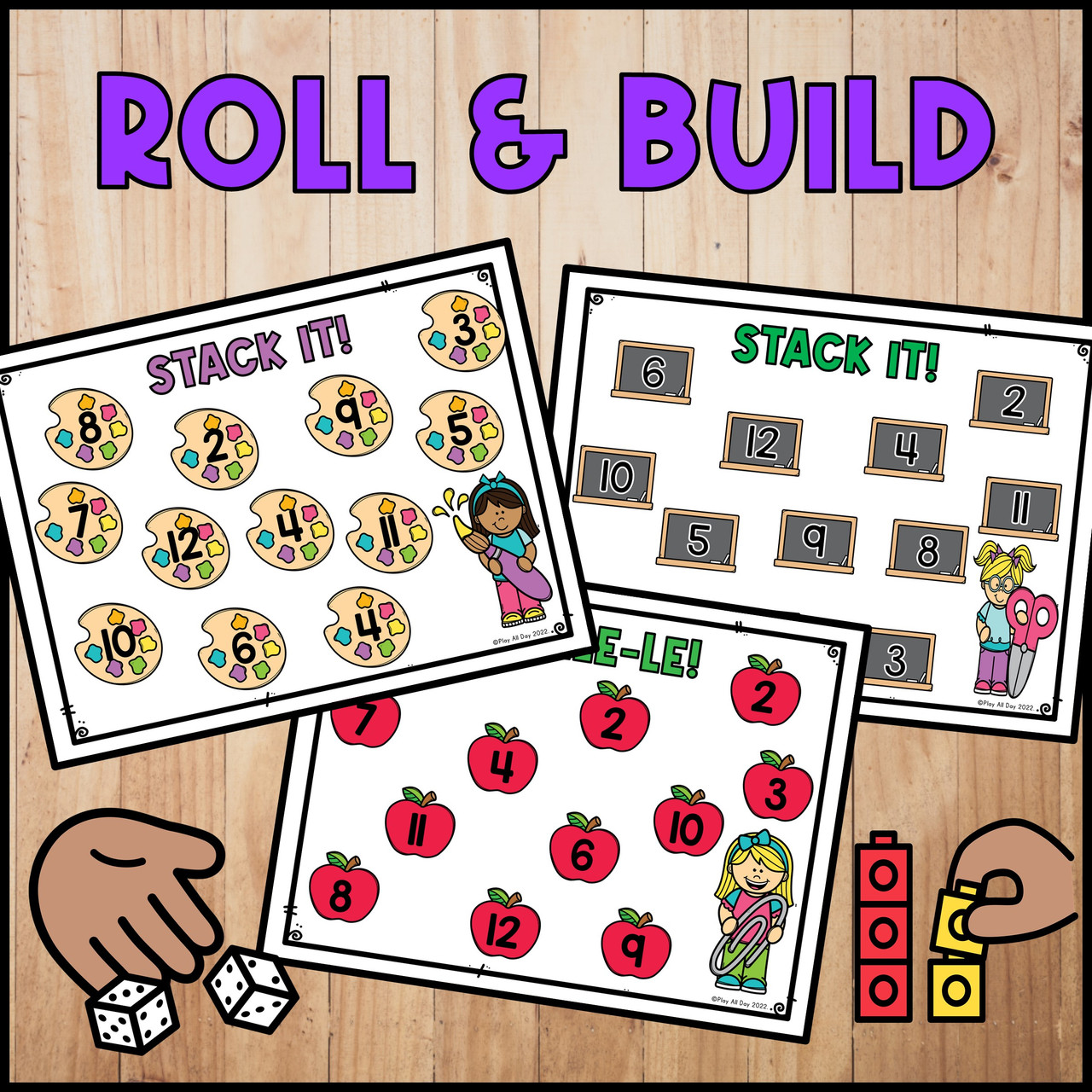 Back to School Roll and Build Number Mats | Count and Build with ...