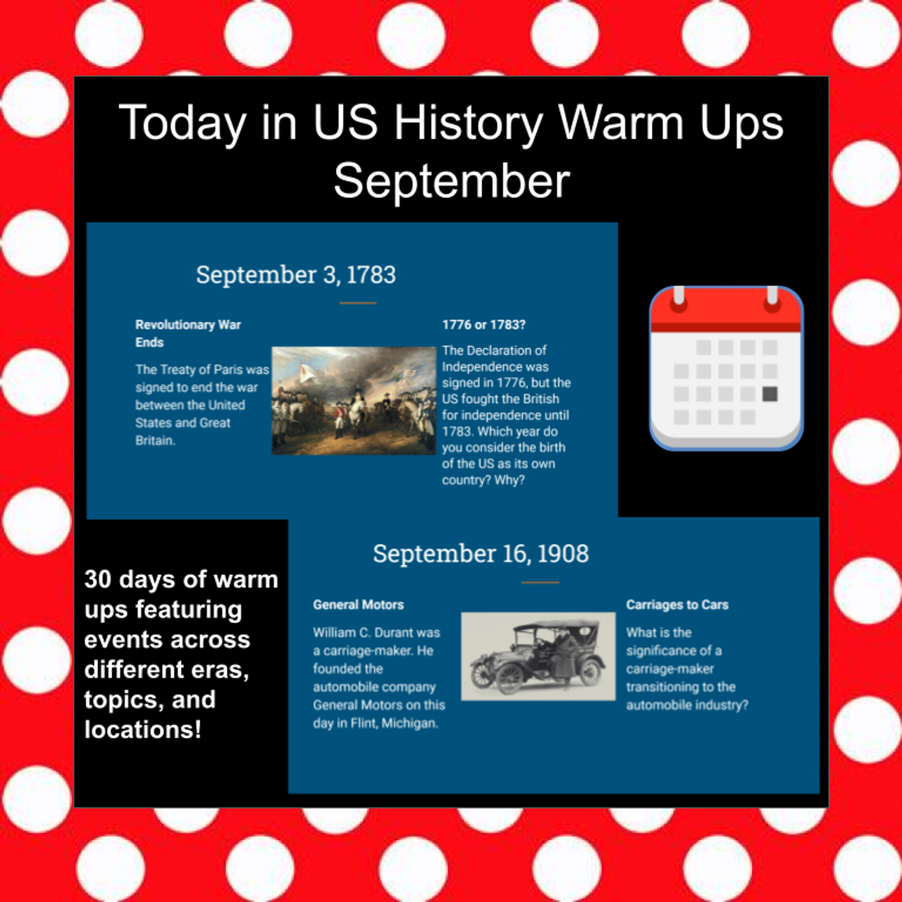 Today in US History - Daily Warm Ups for September - Amped Up Learning