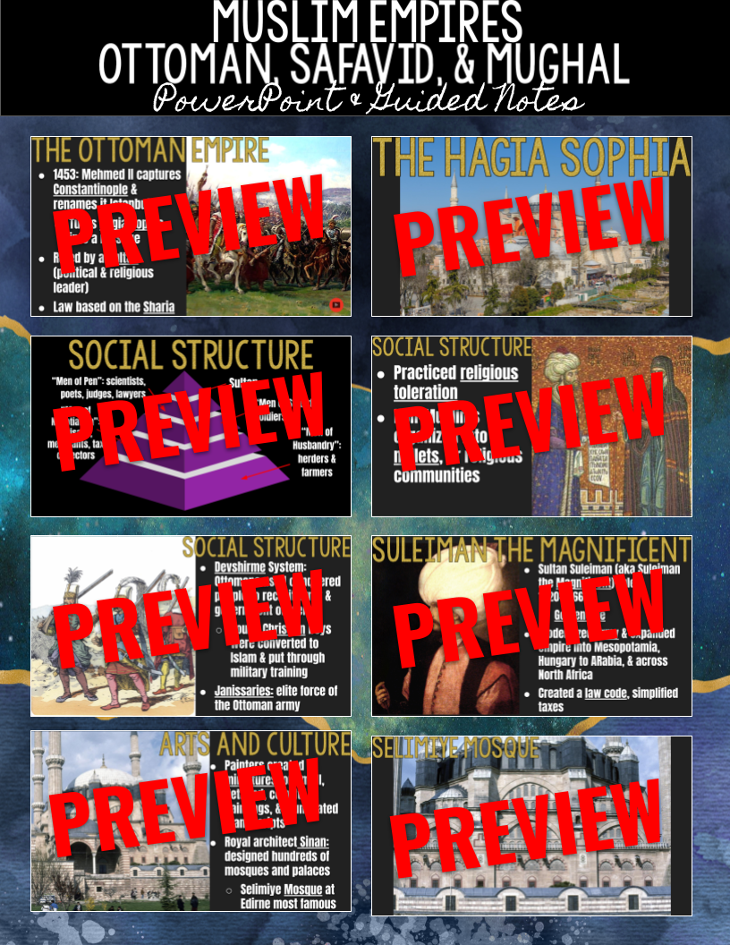 Muslim Empires - Ottoman, Safavid, & Mughal - PPT, Guided Notes ...